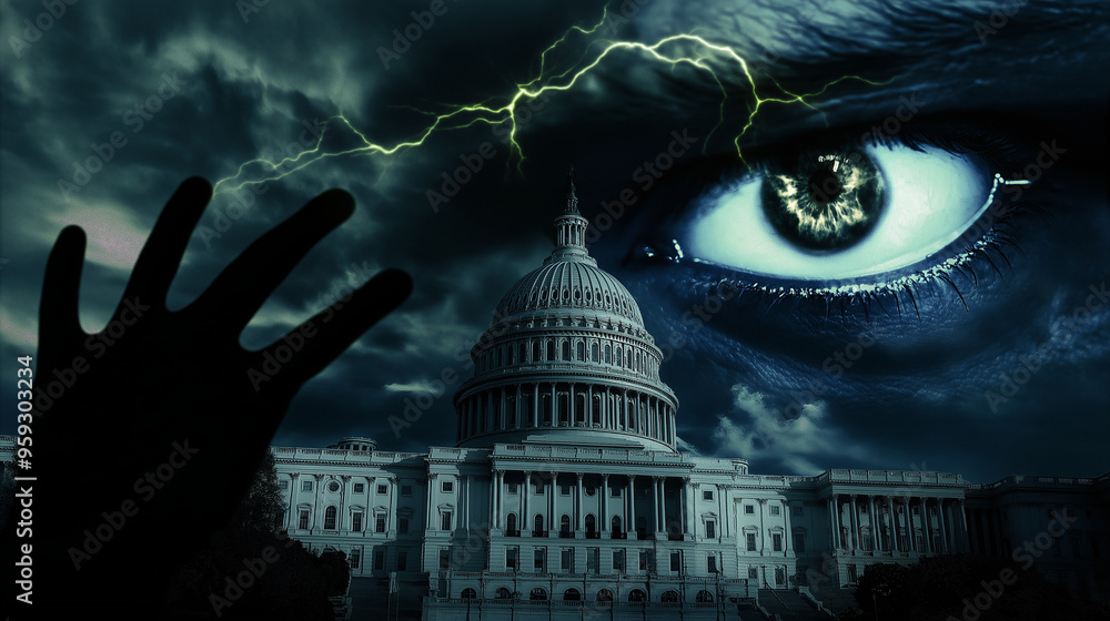 Conspiracy theory eye watching united states capitol building Stock ...