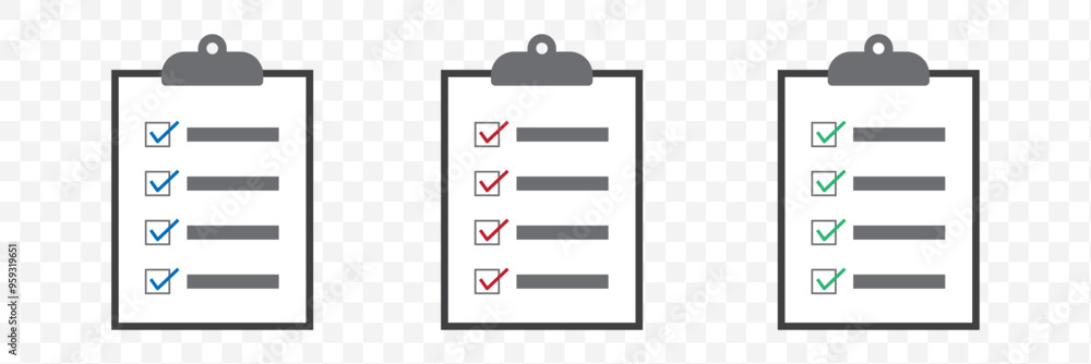 Checklist icon. Clipboard icon on Transparent background. Vector ...