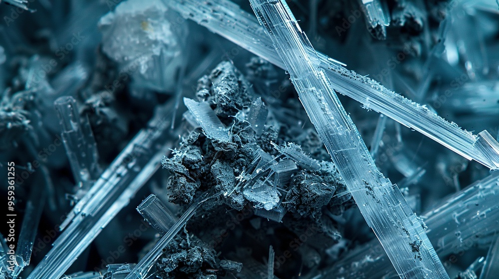 Hazardous Material Study: Close-Up of Asbestos Chrysotile Fibers Under ...