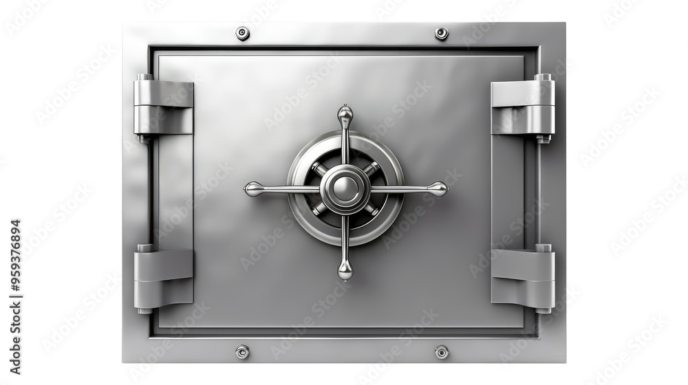 Metallic a solid steel bank Vault Door isolated on transparent white ...