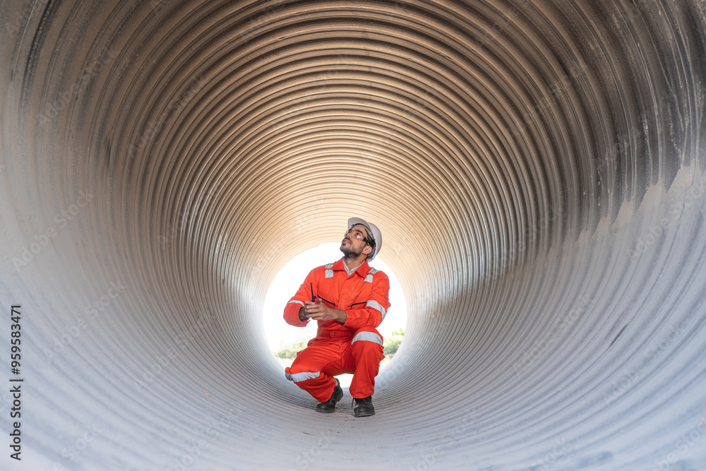 Mechanical engineer wearing safety uniform checking and inspection ...