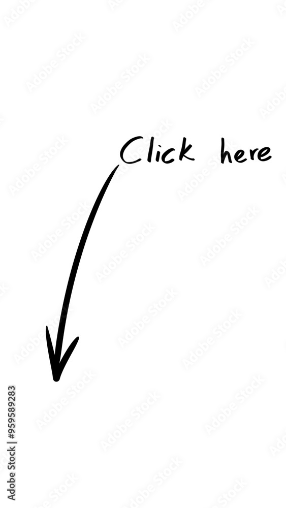Arrow Hand Drawn Click Here Symbol Diagram, Mind Map Communication ...