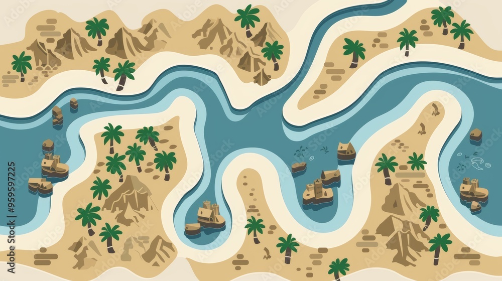 "Elegant Vector Illustration of Six Unique Islands: A Top-Down View for ...