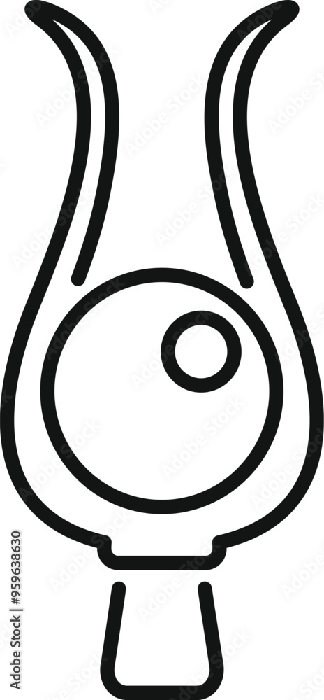 Simple black and white line drawing of an ovum with two fallopian tubes ...