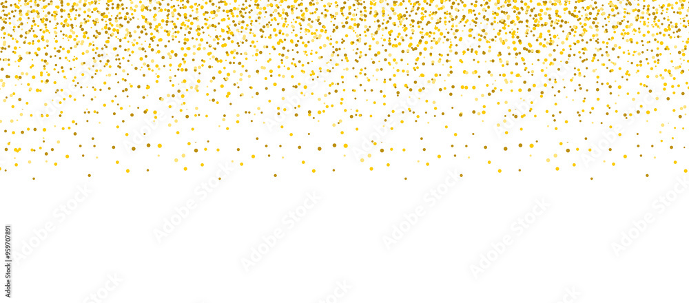 Luxury gold glitter particle confetti falling on transparent background ...