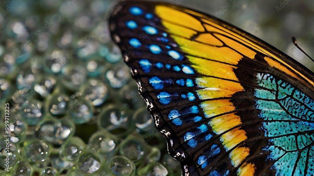 Beautiful colorful butterfly wing, flying amazing insect colors of a ...