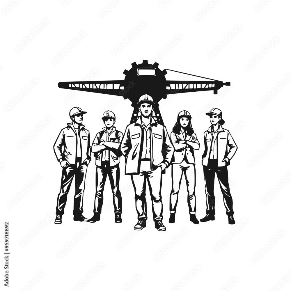 Engineers clipart vector collection, symbol, logos, icons isolated on ...