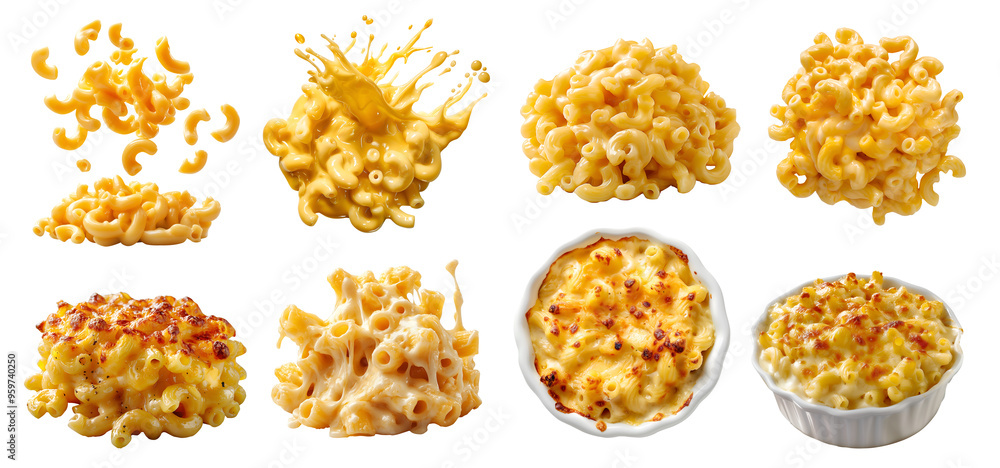 Classic american cheesy Macaroni mac and cheese, many angles and view ...