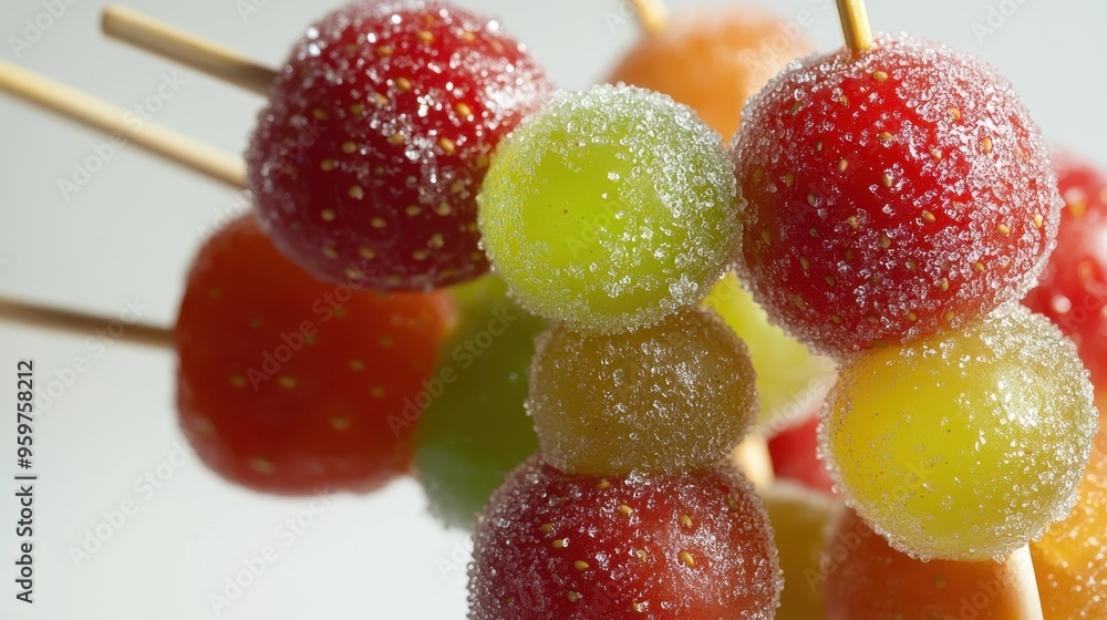 Strawberry Shine Muscat Tanghulu,a fruit skewer Korean snack candy ...