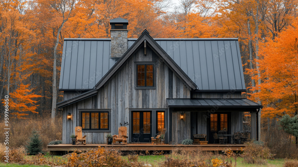 Black metal roof barn, highlighting a traditional barn structure with a ...