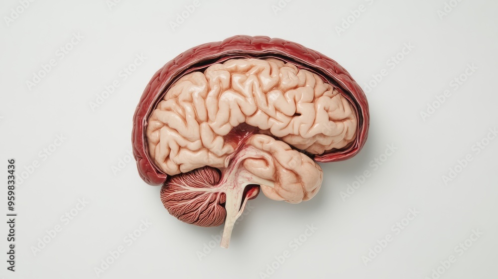 Cross-sectional view of the human brain ventricles, illustrating ...
