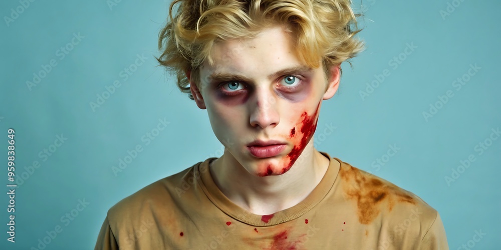 Studio shoot Of A teenage White male, around 15 years old, dressed as a ...