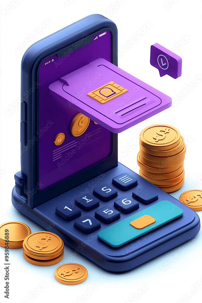 3D cartoon-style illustration of a mobile app showing a completed ...