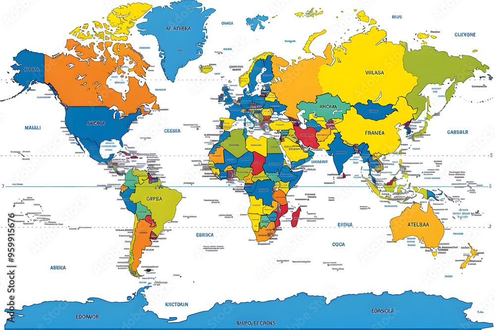 world map with borders and no label, isolated on white or transparent ...