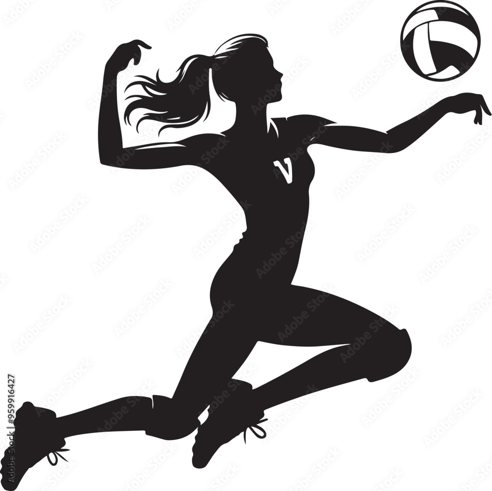 Female volleyball player vector design clipart flat style artwork Stock ...
