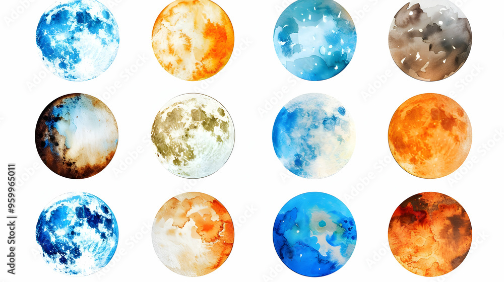 Planets of the Solar System watercolour poster set. Watercolor planet ...