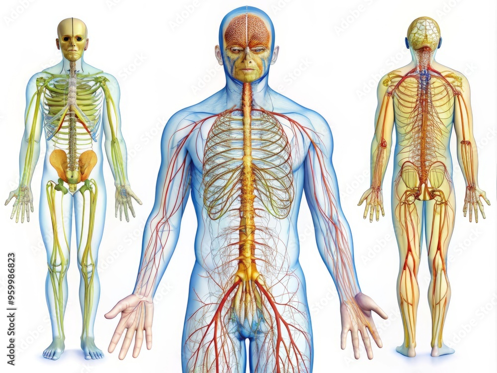 anatomical chart of nervous system components Stock Illustration ...