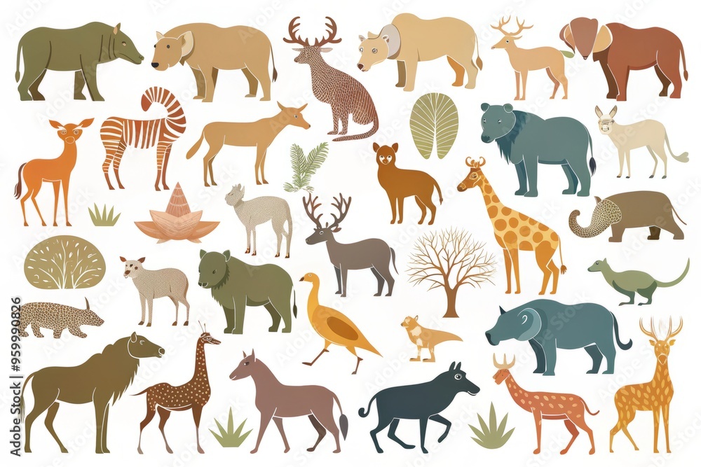 animal silhouette vector set featuring minimalist outlines of various ...
