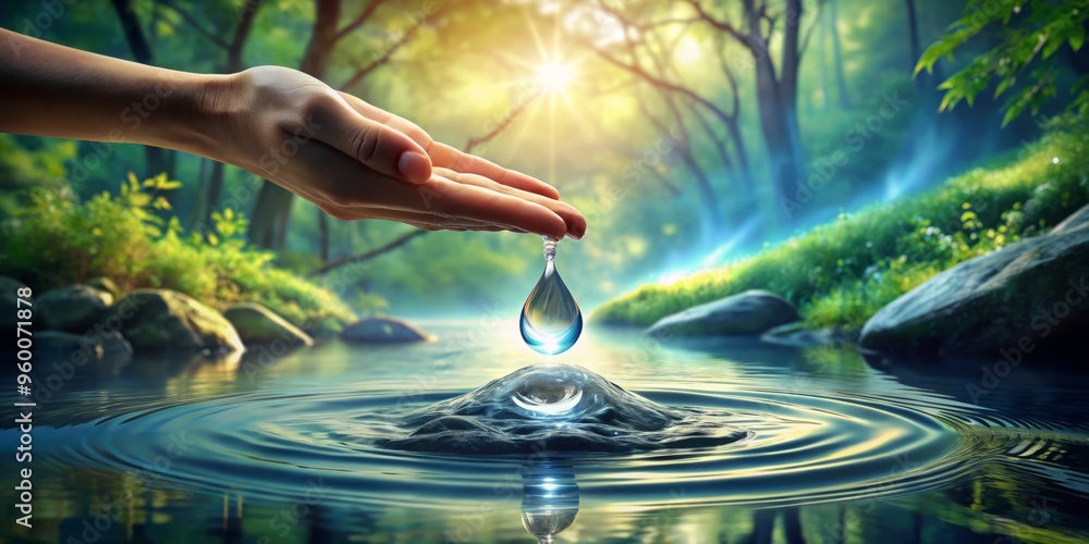 Droplets of wisdom falling from Rumi's hand create a soothing river ...