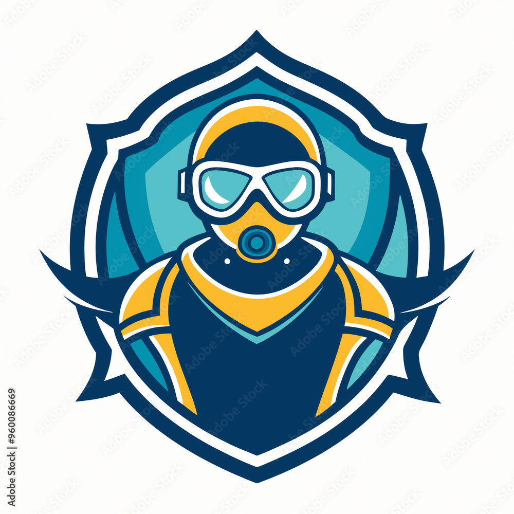 Ilustración de Stock Scuba Diver Logo Design for Graphics Ads, Posters ...