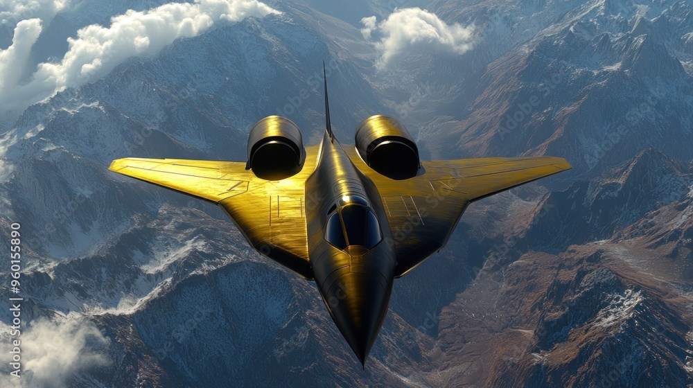 plane in yellow color in the sky some mountains are also in the picture ...