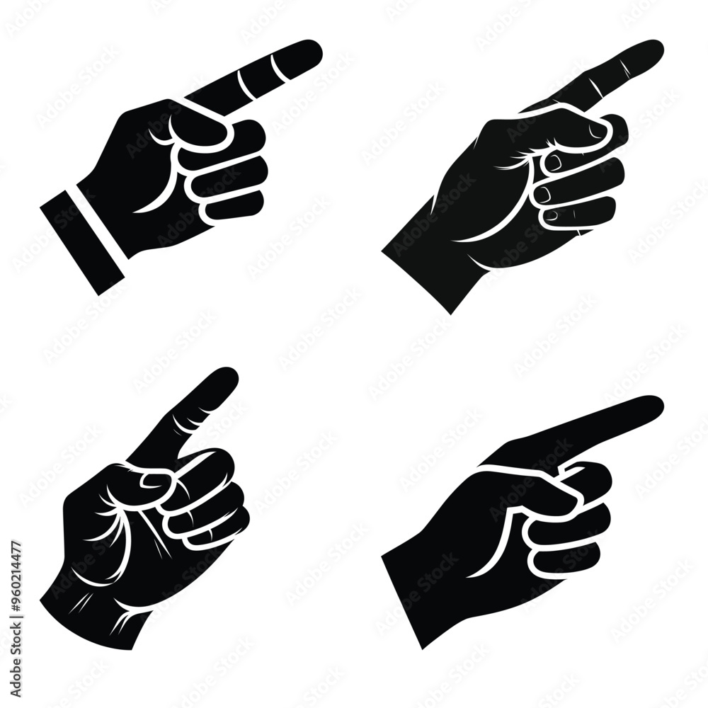 Finger Pointing Silhouette Icons Collection – High-Quality Vectors for ...