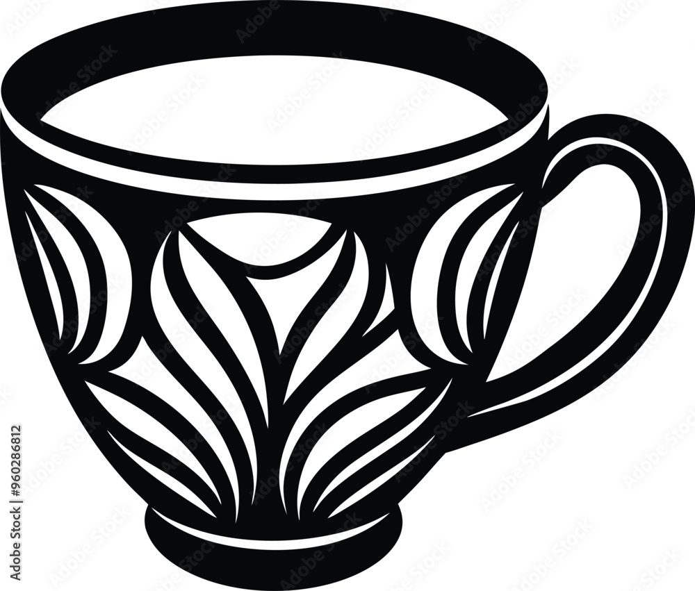 Elegant tea cup architectural vector illustration for digital art ...