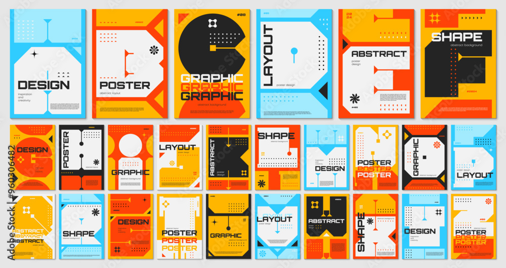 Typography book covers, letter alphabet poster template layout. Vector ...