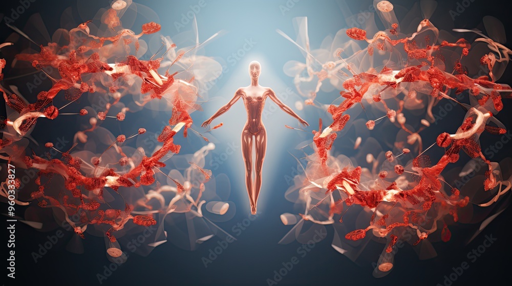 Create a surreal, abstract interpretation of chromosomes where the X ...