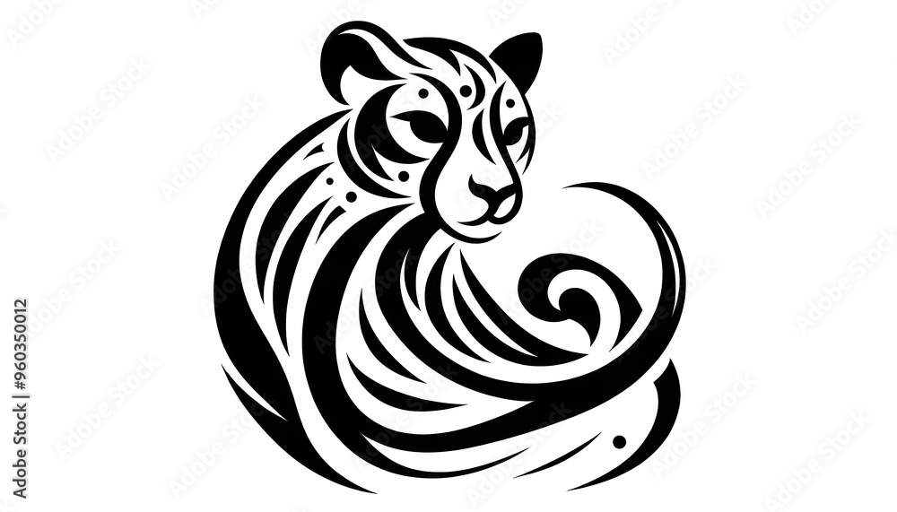 Detailed vector illustration of a wild animal in a modern geometric ...