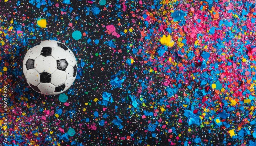 Victorious Soccer Ball Amidst Colorful Confetti Explosion: European ...