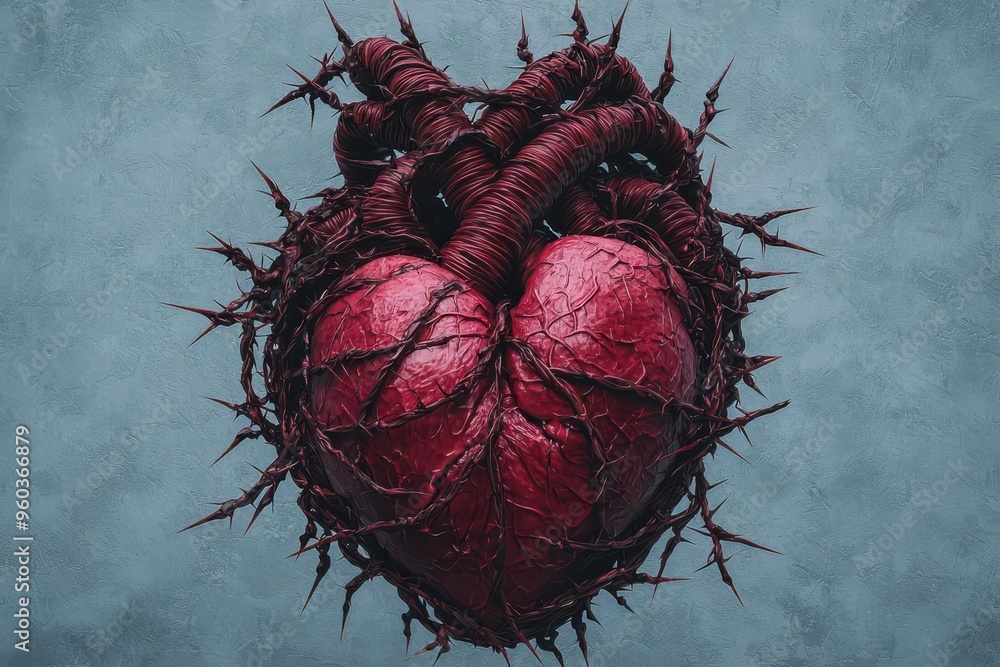 An abstract representation of hate as tangled, thorny vines wrapping ...