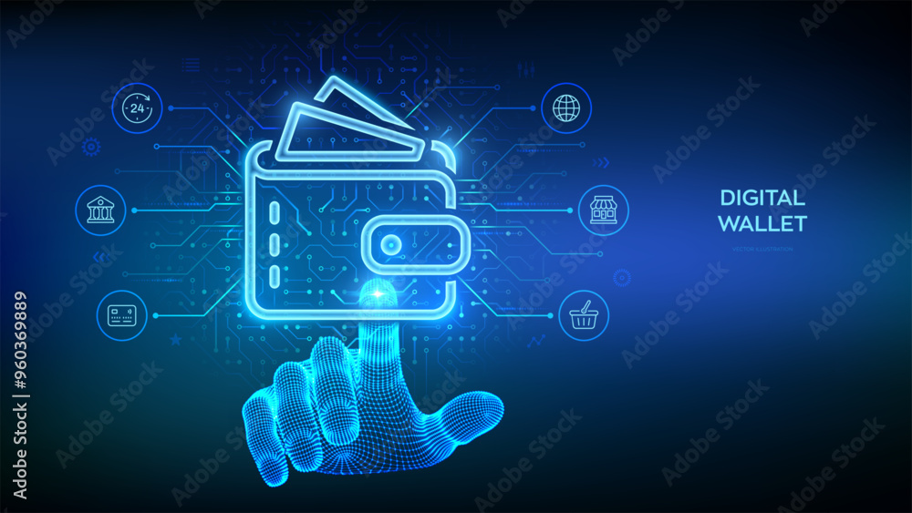 Digital wallet. E-wallet. Online payment by digital wallet. Mobile ...