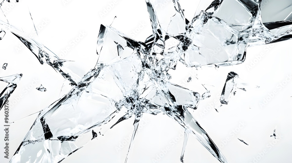 Crystal Fractures: Sharp, crystalline fractures spreading out from a ...