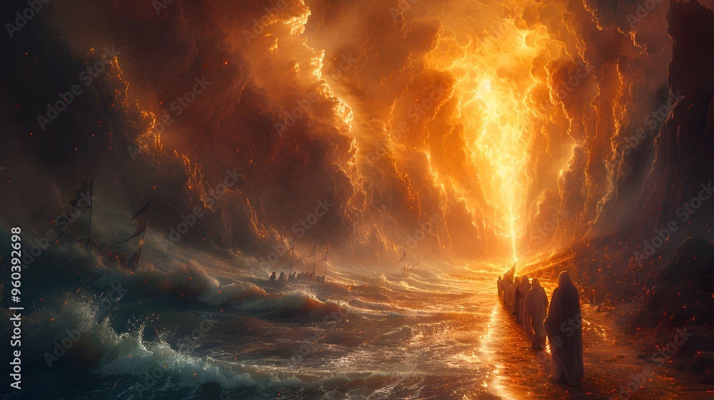 Picture the victorious crossing as Moses leads the Israelites through ...