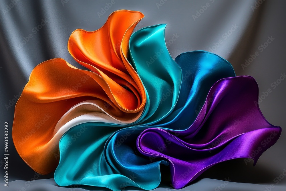 Abstract textile design with fluid lines and a harmonious color palette ...