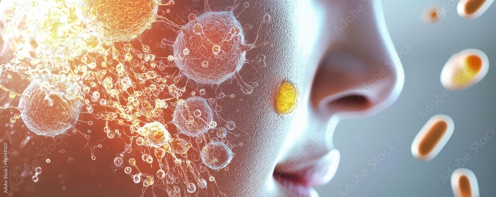 Skin layers illustrating cell regeneration process with vitamins A, C ...
