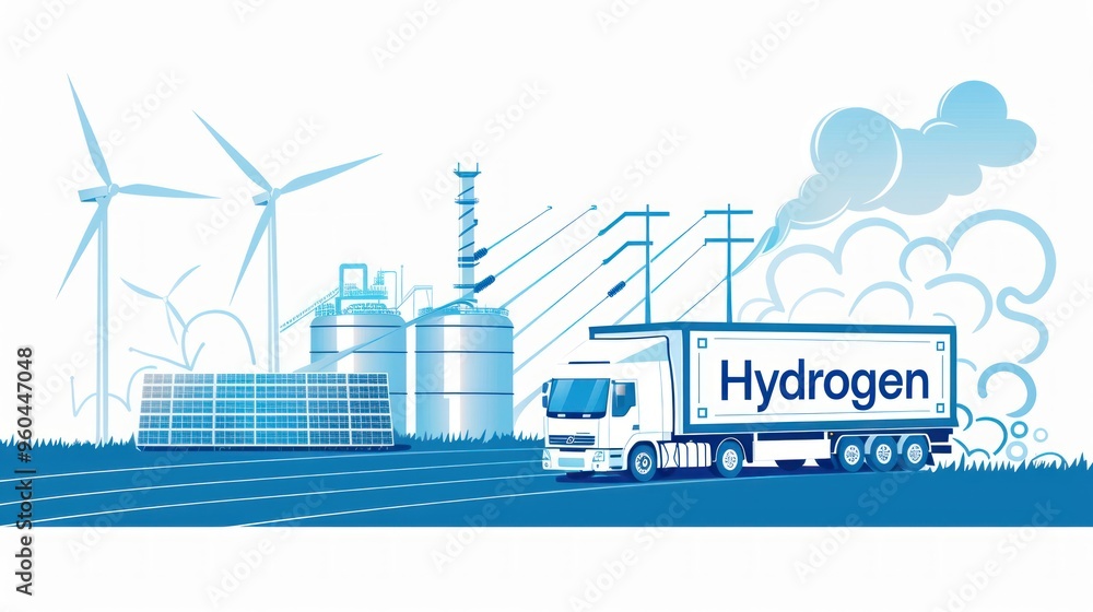 Ilustración de Stock Isometric Hydrogen energy car. Alternative energy and zero emission ...