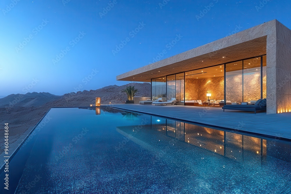 luxurious desert oasis hotel blending modern architecture with ...