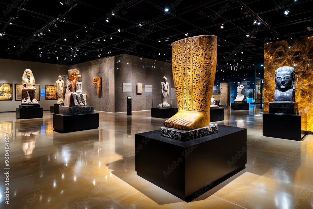 History museum exhibit on ancient Mesopotamia with cuneiform tablets ...