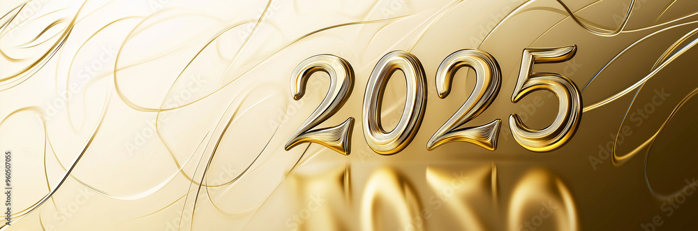Banner of gold numbers 2025 on a sparkling gold background with bokeh ...