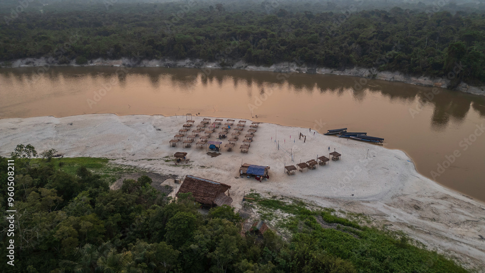 Amazonian white sand beaches that appear in the dry season of the ...