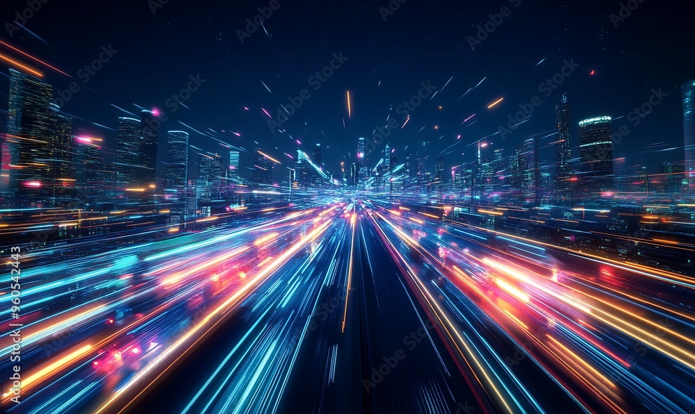 Long exposure light at night in the city speeds quick citizen ...