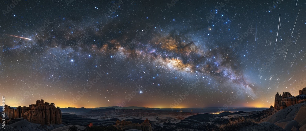 Celestial Spectacle: Stunning Milky Way and Meteor Shower ...