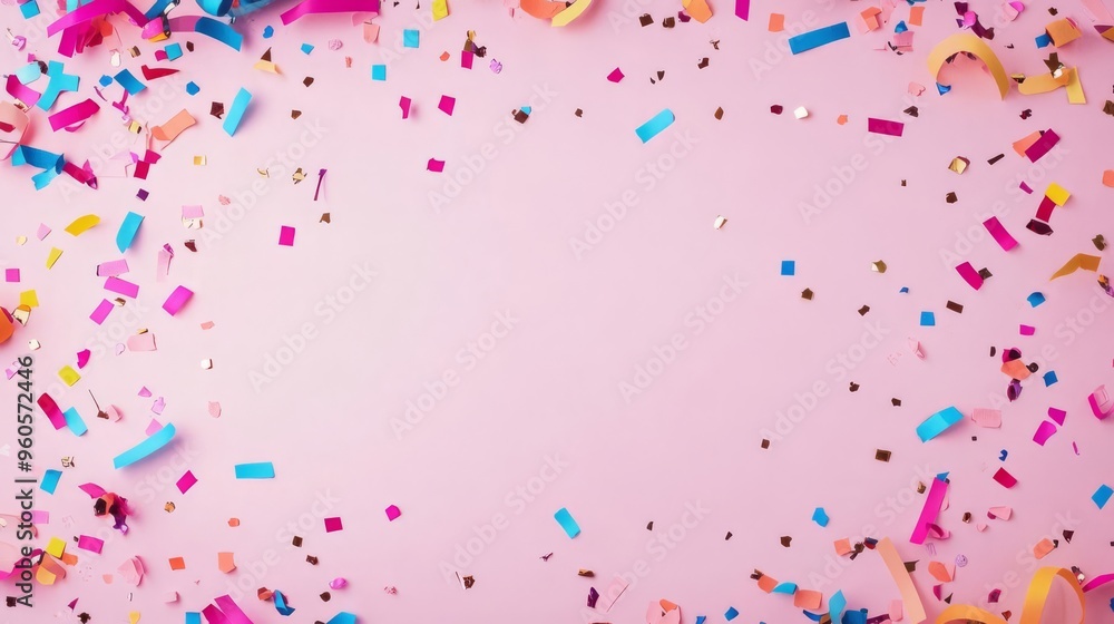 Colorful confetti scattered on a pink background, perfect for birthday ...