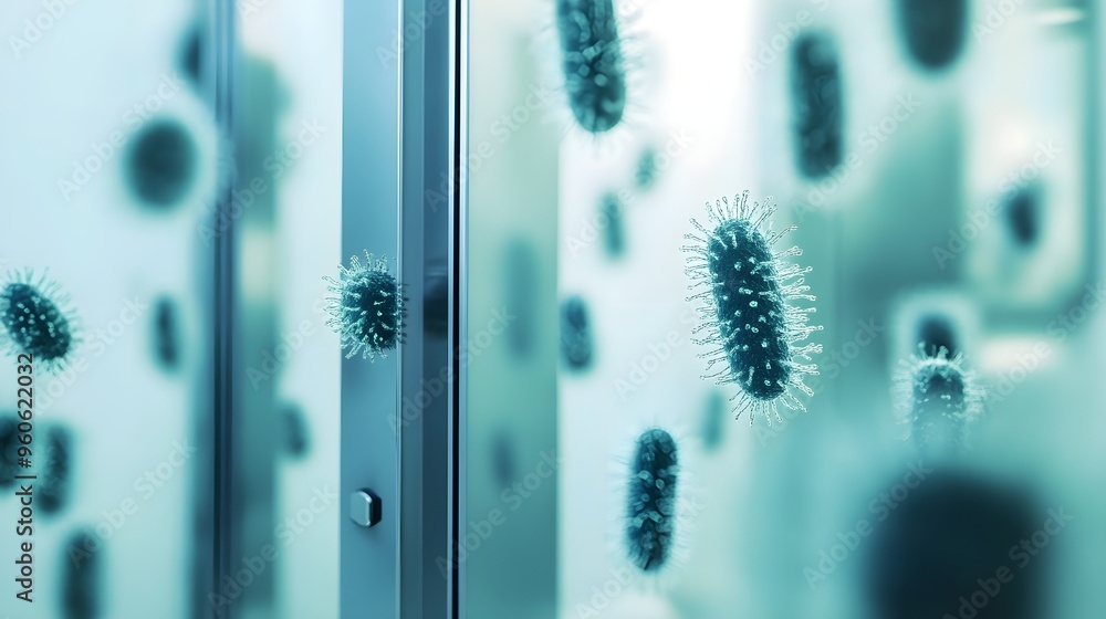 Bacterial colonies on bathroom door frames,germs, bathroom,showing ...