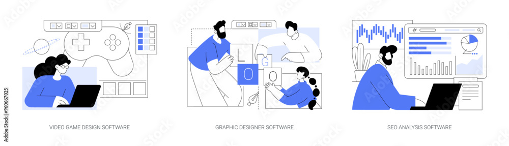 Professional software isolated cartoon vector illustrations se Stock ...