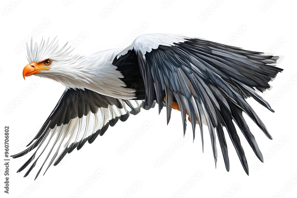 Secretary Bird Flying on White Background, Photo Realistic, Wallpaper ...