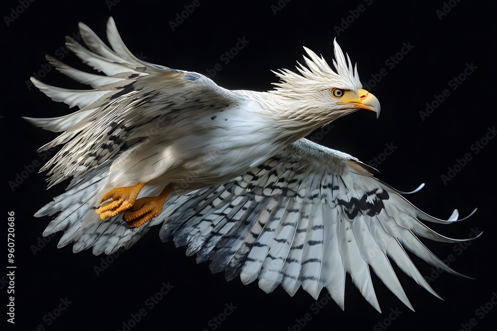 Secretary Bird Flying on Black Background, Photo Realistic, Wallpaper ...