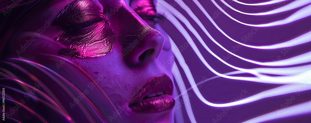 pink lines on female face asmr graphics. Stock Illustration | Adobe Stock